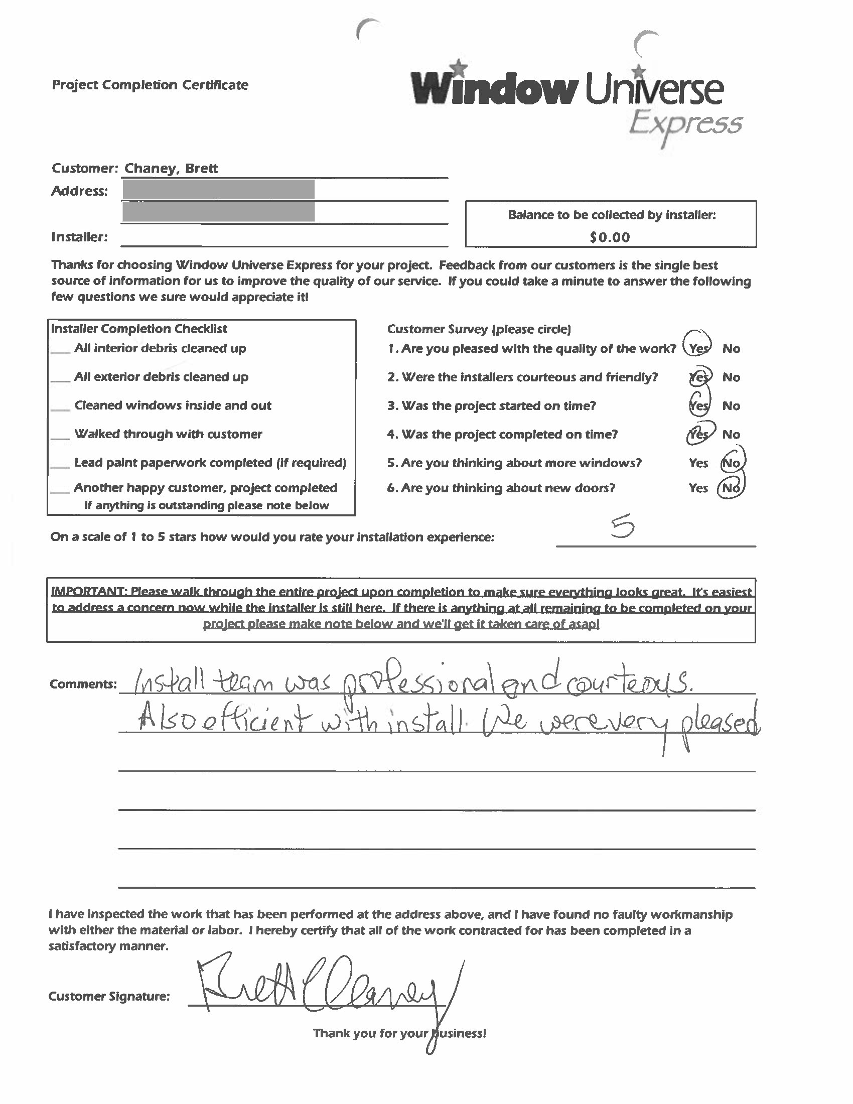 Window Universe References - Itemized Window Prices by Email